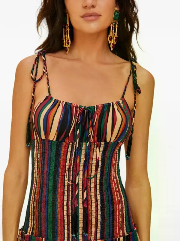 Farm Rio Multicolor Pipa Stripes Midi Dress