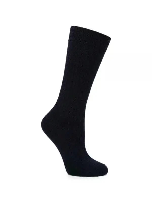Valentino Garavani Ribbed Knit Logo Socks - Black