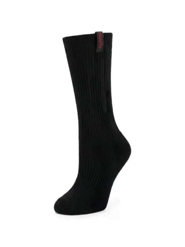 Valentino Garavani Ribbed-knit Logo-patch Socks