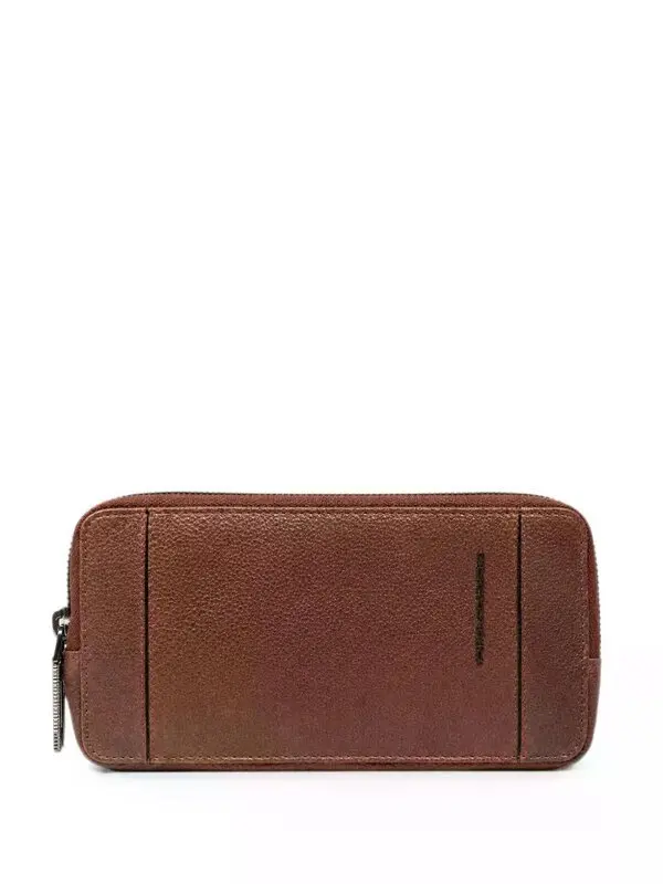 PIQUADRO Logo-embossed Pebbled-leather Clutch Bag