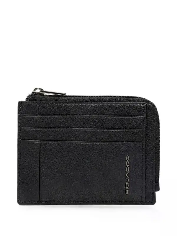 PIQUADRO Logo-plaque Zipped Card Holder - Black