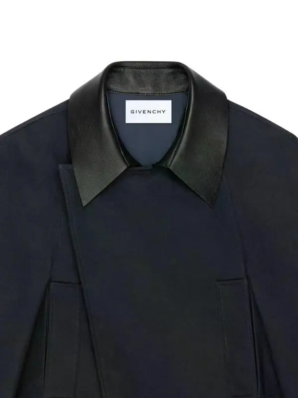 Givenchy A-line Cocoon Jacket With Leather Collar - Blue