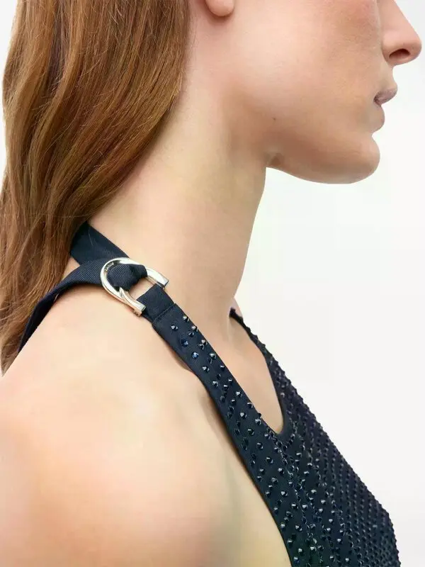 Pinko Rhinestone Embellished Halterneck Top