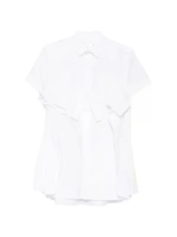 Sacai Ruffled-detail Short-sleeve Mini Dress - White