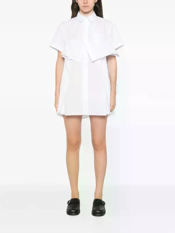 Sacai Ruffled-detail Short-sleeve Mini Dress