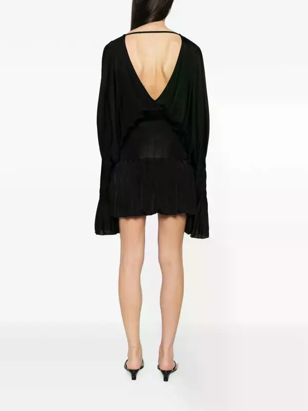 AYA MUSE V-neck Mini Dress With Pleated Skirt And Flared Cuffs