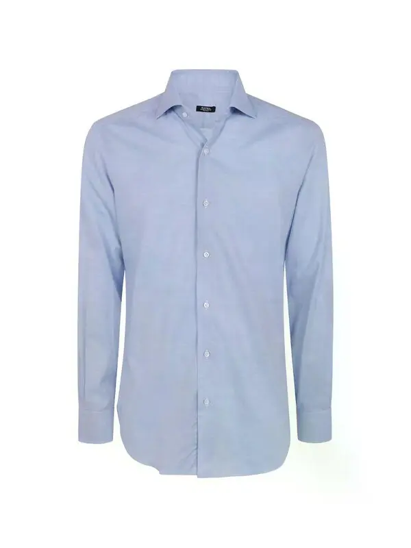 BARBA NAPOLI Herringbone-weave Long-sleeve Shirt