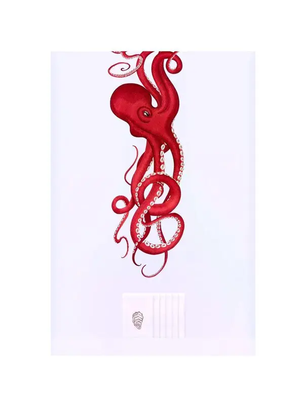DYVOSHYV Octopus's Hospitality Embroidered Tablecloth And Napkins Set - White