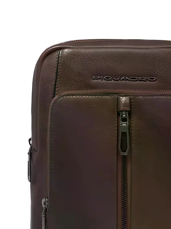PIQUADRO Logo-plaque Pebbled-leather Backpack