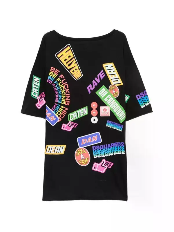 Dsquared2 Oversized Sticker Print T-shirt - Black