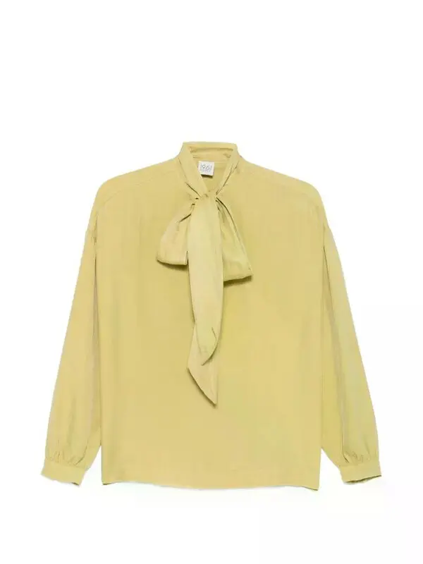 19.61 MILANO Pussy-bow Long-sleeve Blouse - Green