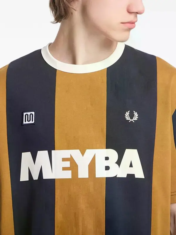 Fred Perry Vertical-stripe Logo-print T-shirt