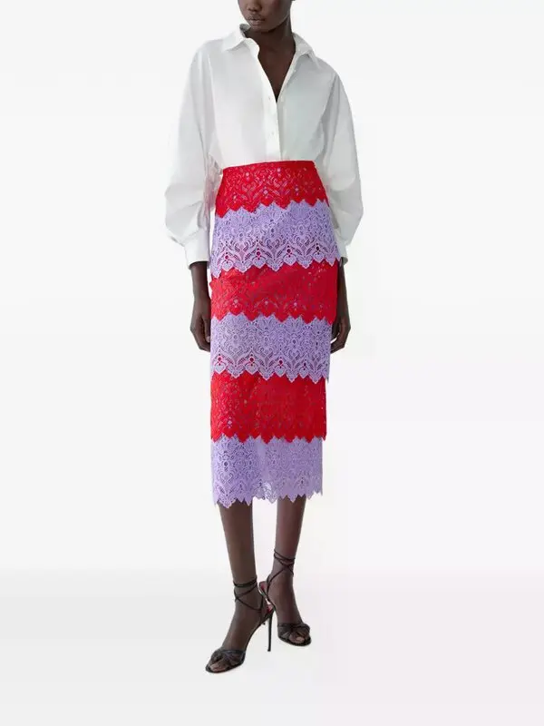 Carolina Herrera Lace-trim Midi Pencil Skirt