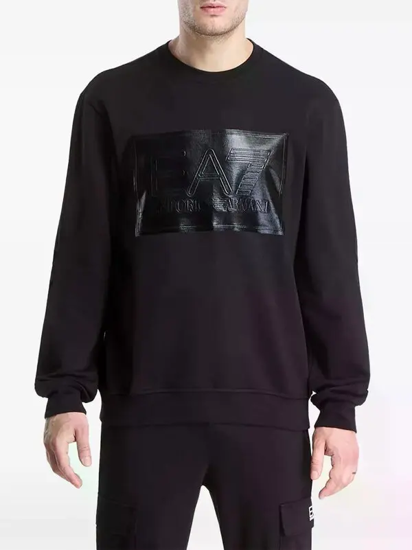 EA7 Logo-patch Long-sleeve Sweater - Black