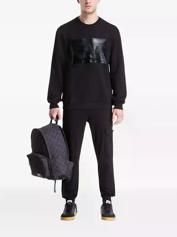 EA7 Logo Patch Long Sleeve Sweater - Black