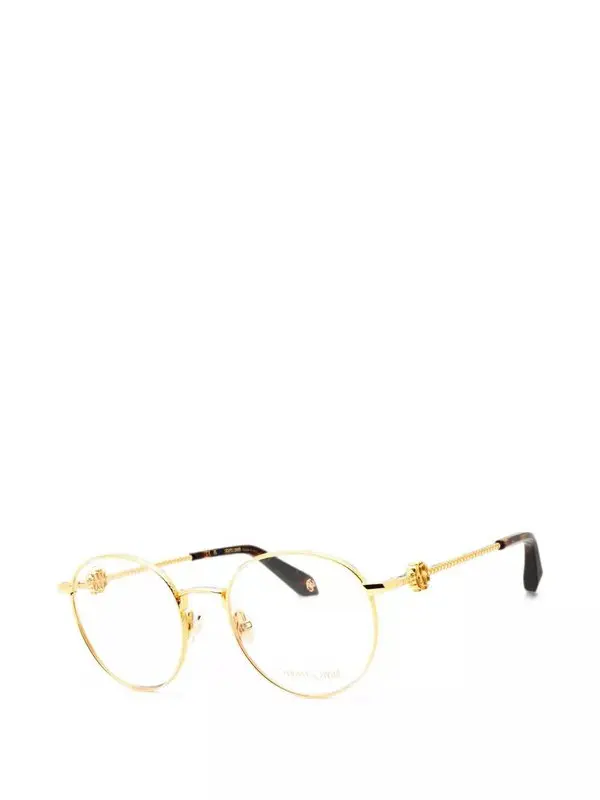 Roberto Cavalli Round Frame Logo Plaque Eyeglasses