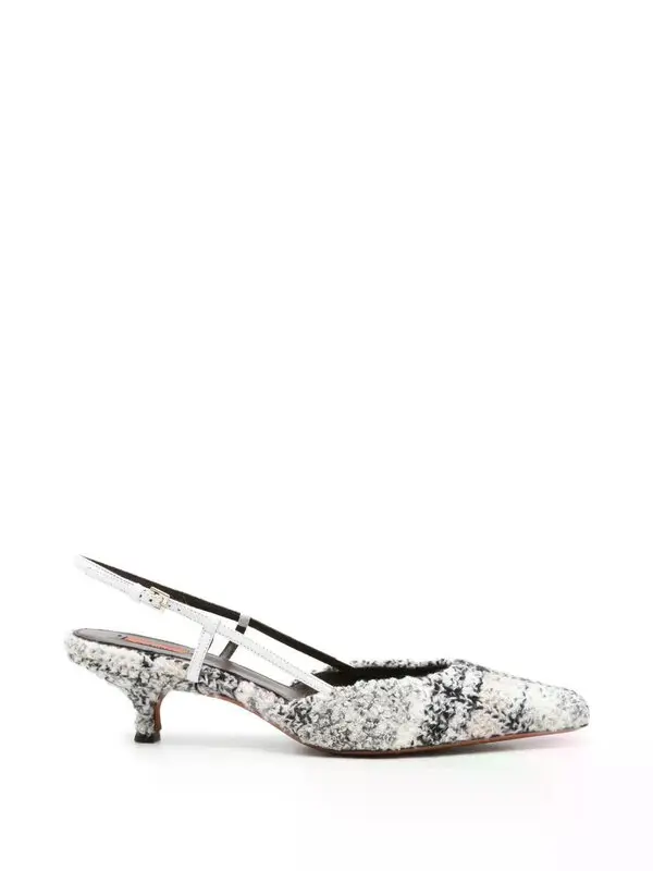 Missoni Fiona Heeled Pumps With Checked Pattern And Buckle-fastening Slingback Strap - White