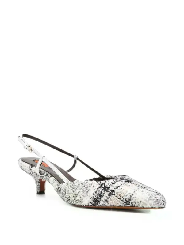 Missoni Fiona Heeled Pumps With Checked Pattern And Buckle-fastening Slingback Strap - White