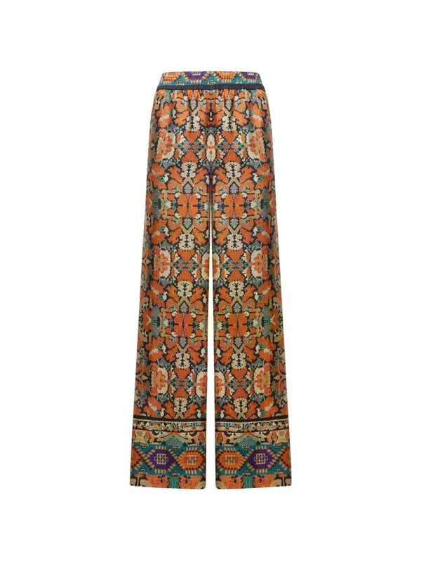 PIERRE-LOUIS MASCIA Cialda Baroque-print Silk Palazzo Pants - Orange