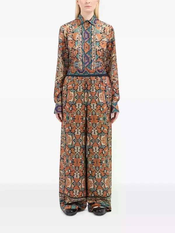 PIERRE-LOUIS MASCIA Baroque-print Silk Palazzo Pants