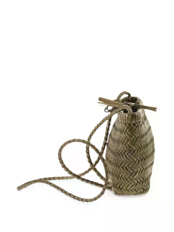 Dragon Minsu Woven Leather Shoulder Bag