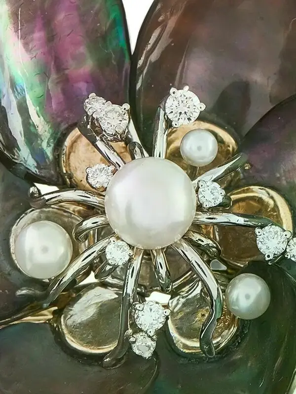 SEAMAN SCHEPPS Pearl And Diamond Brooch