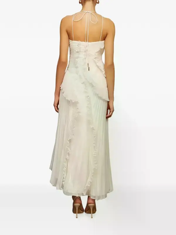 AMUR Lorelie Ruffled Halter-neck Gown - Neutrals
