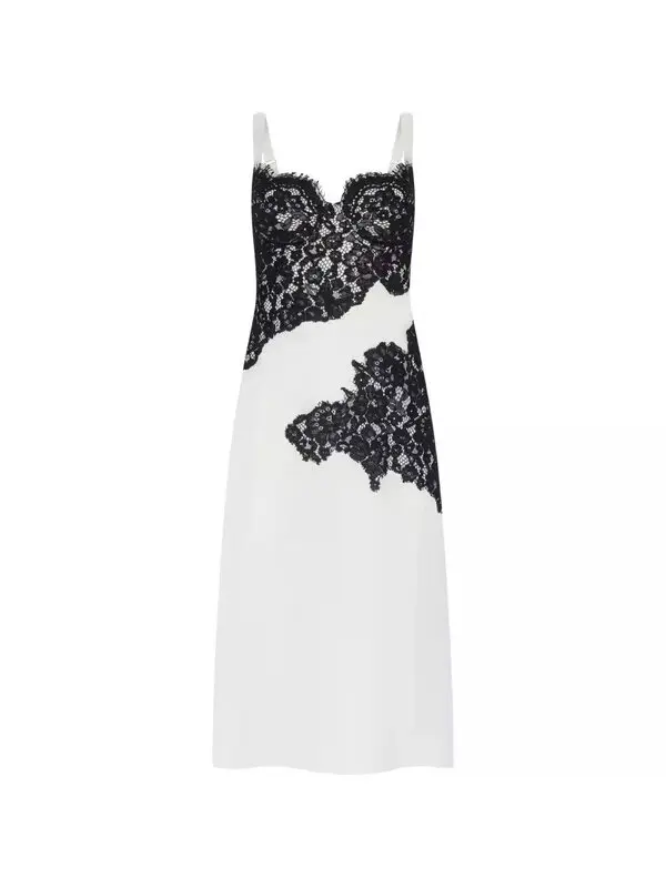 L'Agence Fenna Lace-appliqué Silk Midi Dress - White