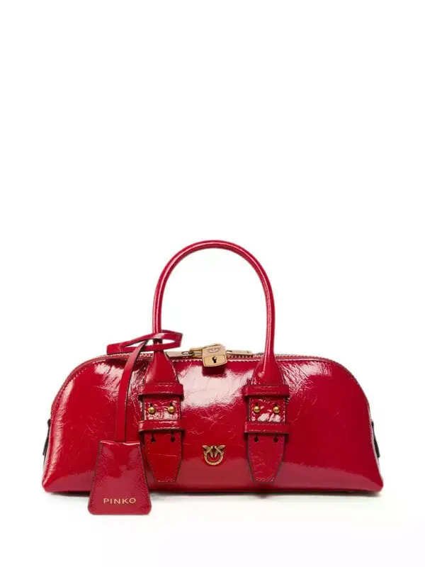 Pinko Escape Bag Horizontal Small Handbag In New Shiny Leather - Red