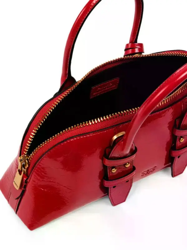 Pinko Escape Bag Horizontal Small Handbag In Shiny Leather - Red