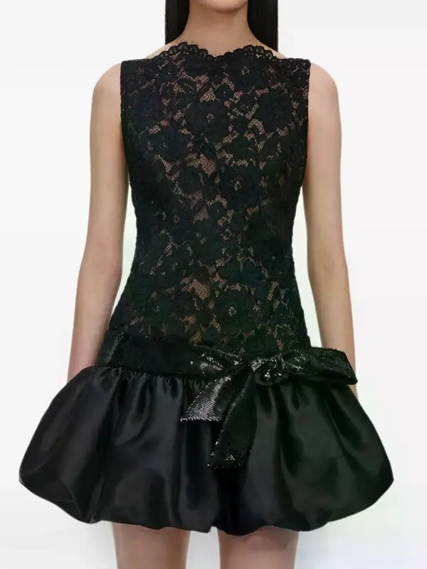 SELF-PORTRAIT Lace Bubble Hem Mini Dress