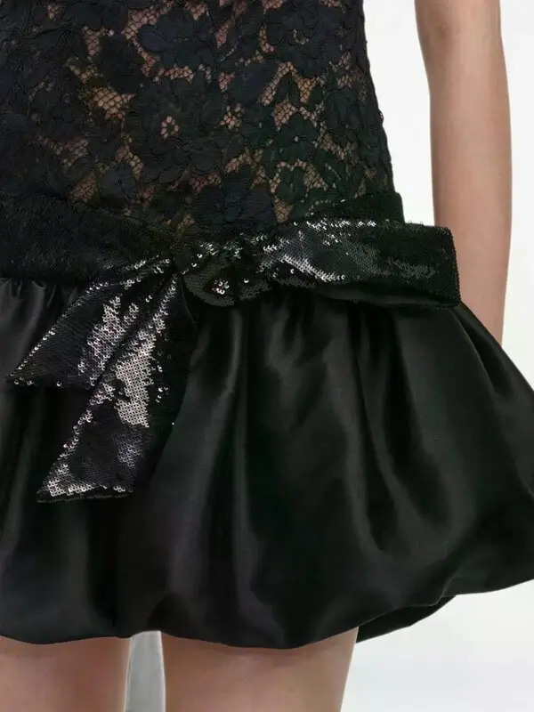 SELF-PORTRAIT Lace Bubble Hem Mini Dress