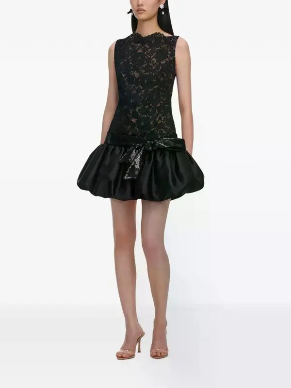 SELF-PORTRAIT Lace Bubble Hem Mini Dress