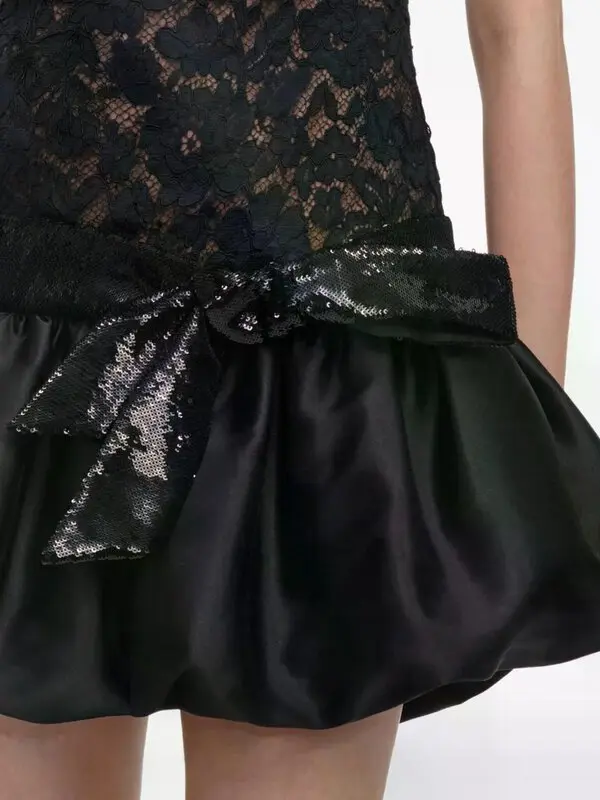 SELF-PORTRAIT Lace Bubble Hem Mini Dress