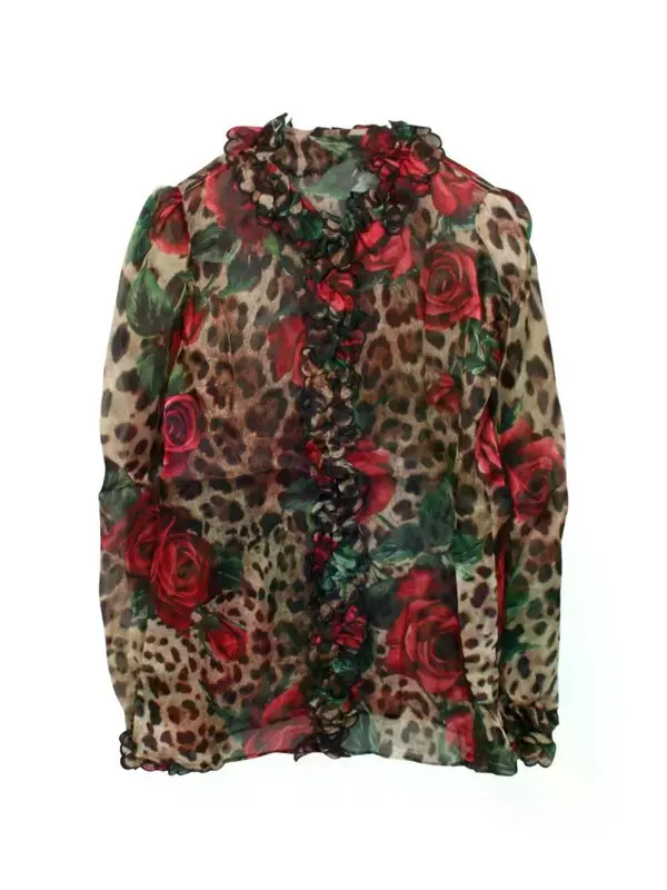 Dolce & Gabbana 2010s Animal-print Floral-print Blouse - Neutrals