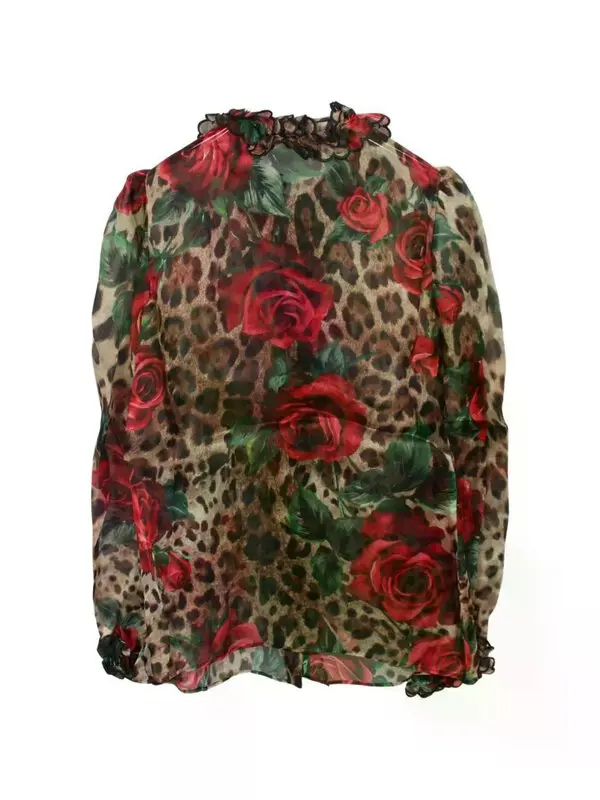 Dolce & Gabbana 2010s Animal-print Floral-print Blouse