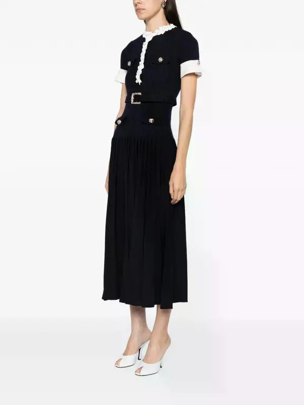 SELF-PORTRAIT Belted Floral-embellished Midi Dress