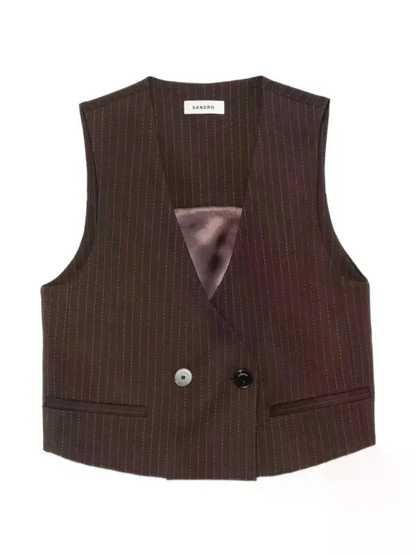 Sandro Pinstripe-pattern Cropped Top - Brown
