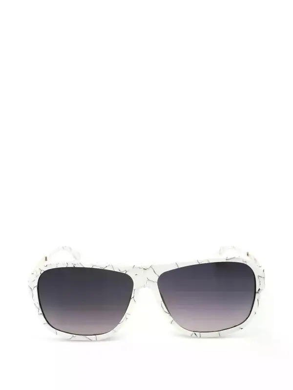 IC! BERLIN Marble-effect Pilot Frame Sunglasses - White