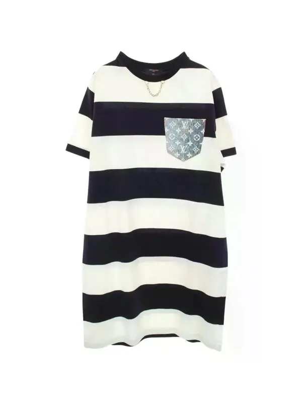 LOUIS VUITTON 2010s Monogram Striped Cotton Dress - White
