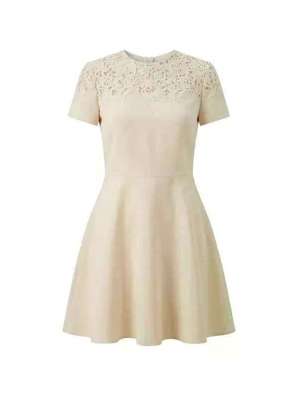 Valentino Garavani Lace-panelled A-line Mini Dress - Neutrals