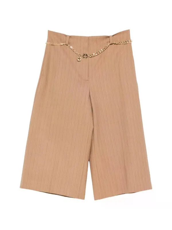 Maje Pinstripe-pattern Chain-belt Shorts - Brown