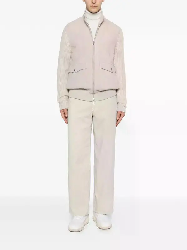 Eleventy Ribbed-knit Panelled Bomber Jacket