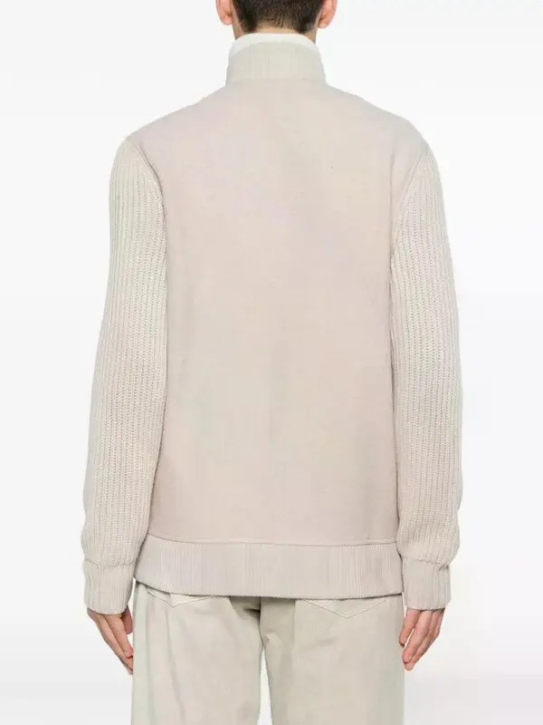 Eleventy Ribbed-knit Panelled Bomber Jacket