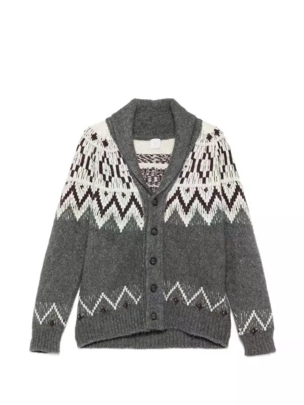 Eleventy Fair Isle Shawl-collar Cardigan