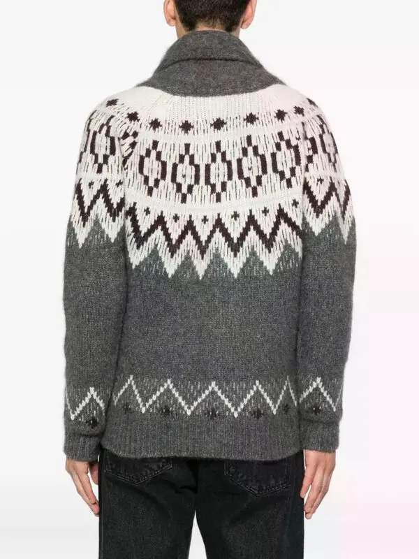 Eleventy Fair Isle Shawl-collar Cardigan