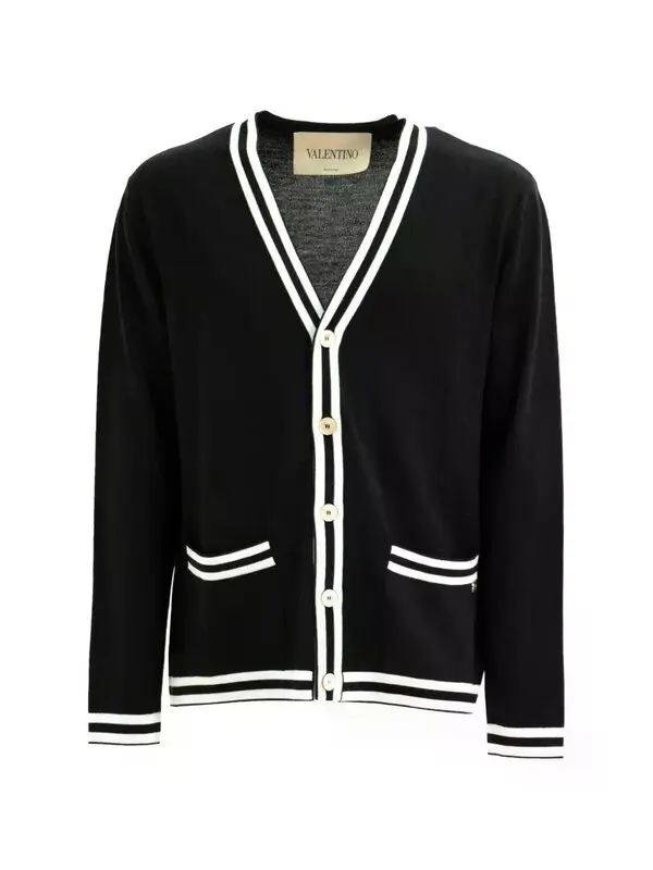 Valentino Garavani V-neck Cardigan With Striped Trim