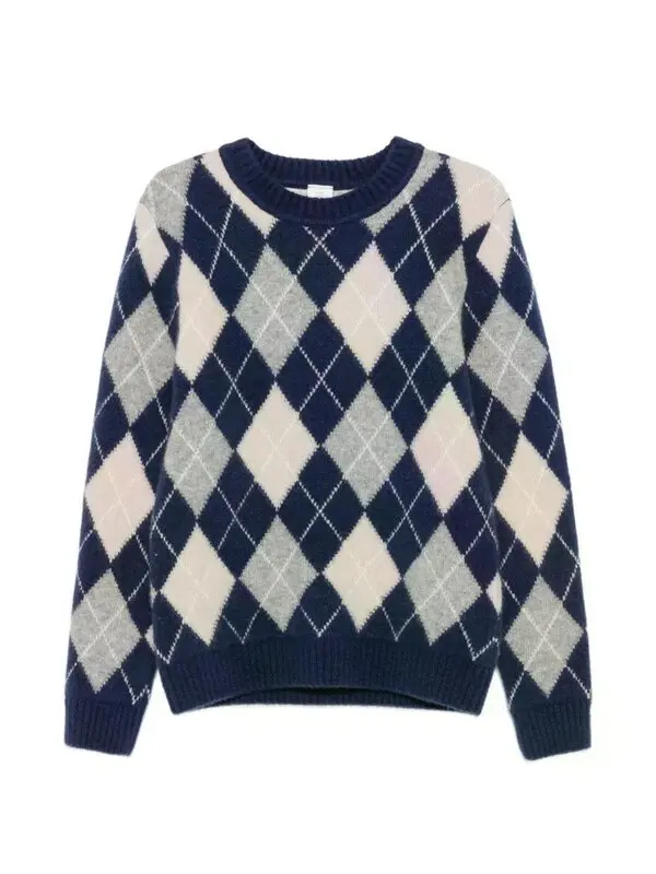 Eleventy Long-sleeve Argyle-knit Sweater - Blue