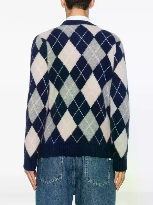 Eleventy Long-sleeve Argyle-knit Sweater