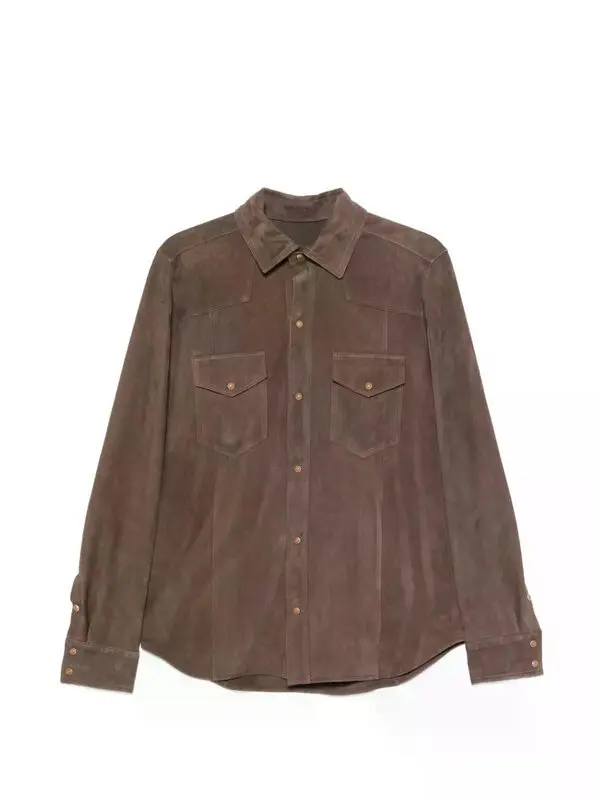 Eleventy Suede Flap-pocket Shirt - Brown